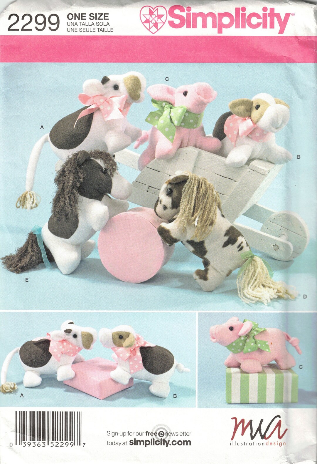 Cow, Pig & Pony Stuffie Sewing Pattern UNCUT Make Your Own Adorable ...
