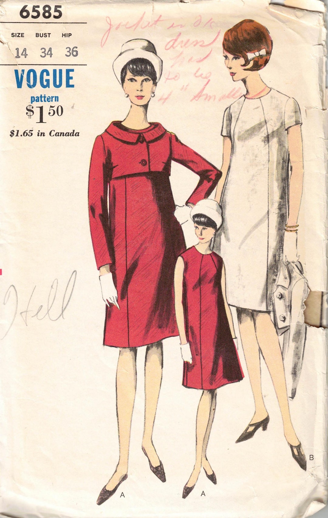 Bust 34 Vogue MOD Maternity Dress and Cropped Jacket Sewing Pattern ...