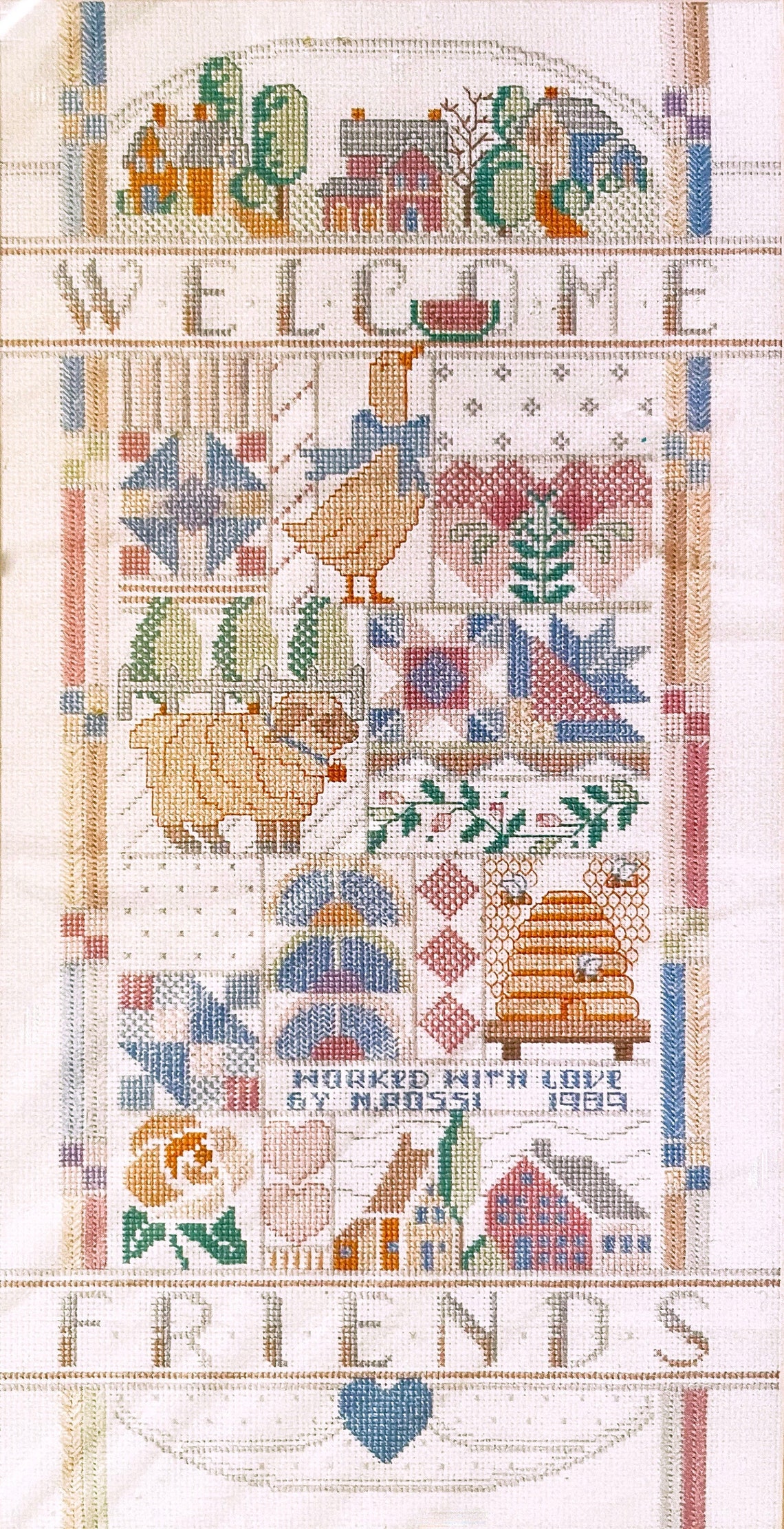 WELCOME SAMPLER Counted Cross Stitch Kit 10x20 Designed by - Etsy