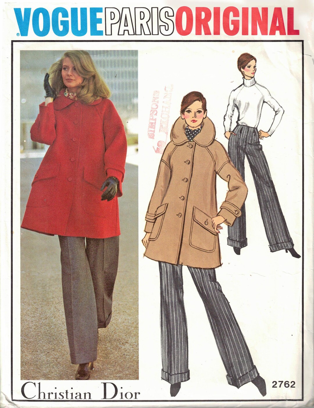 Bust 38 Christian Dior Coat & Pants Sewing Pattern - Vogue Paris ...