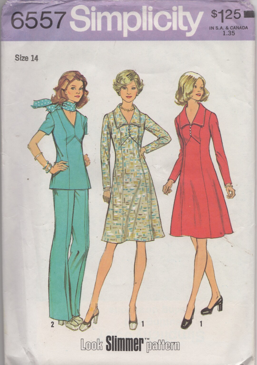 Size 14 UNCUT Princess Seamed Dress Sewing Pattern - Top With Bodice ...