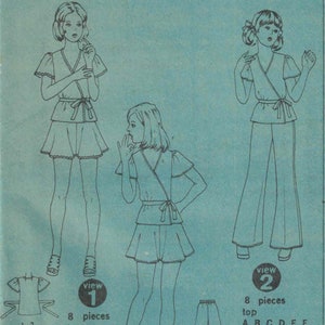 Girls Size 7 1970's Front Wrap Top, Short Skirt & Wide Legged Pants ...