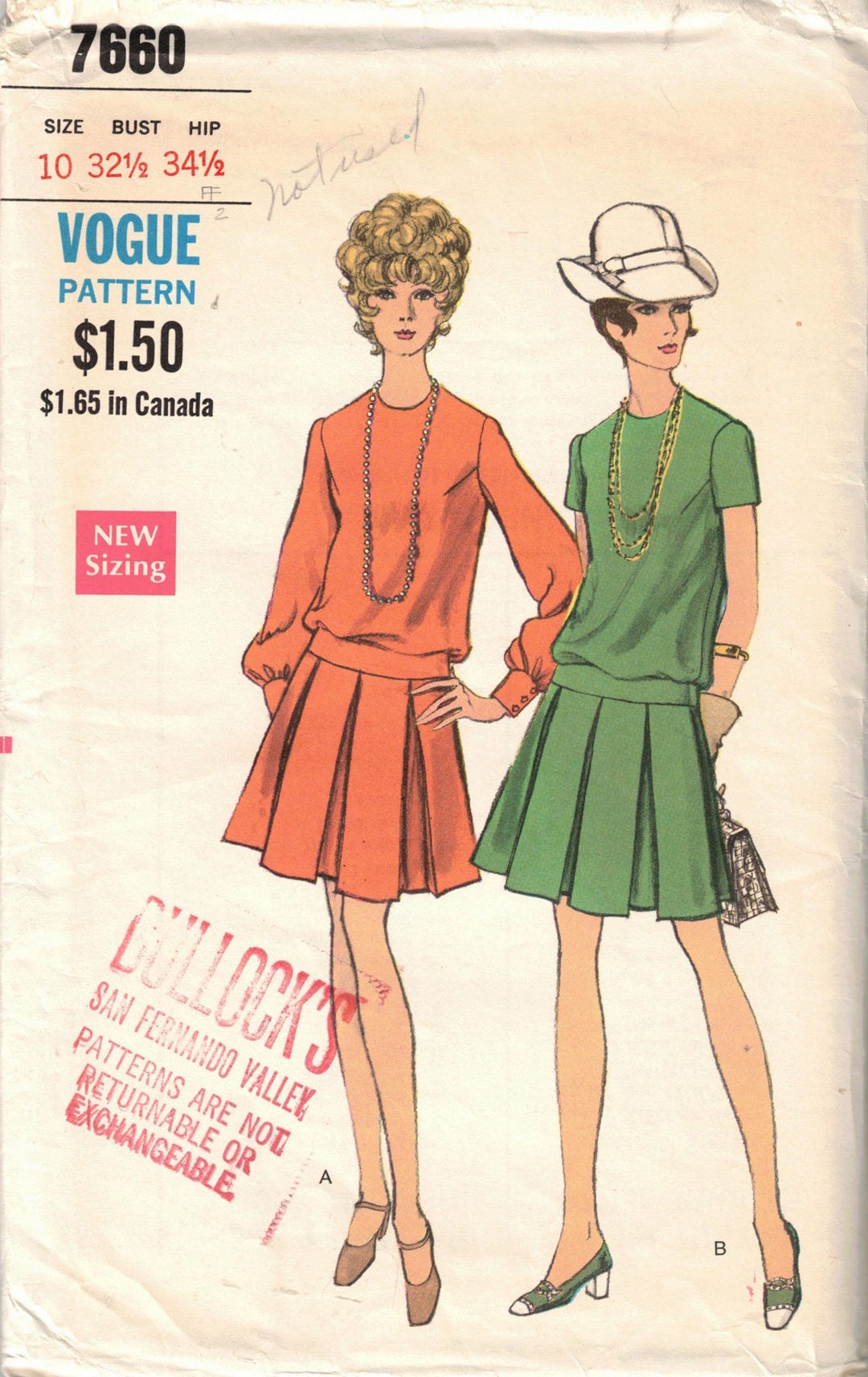Bust 32.5 UNCUT One-piece Dress Sewing Pattern - Blouson Bodice ...
