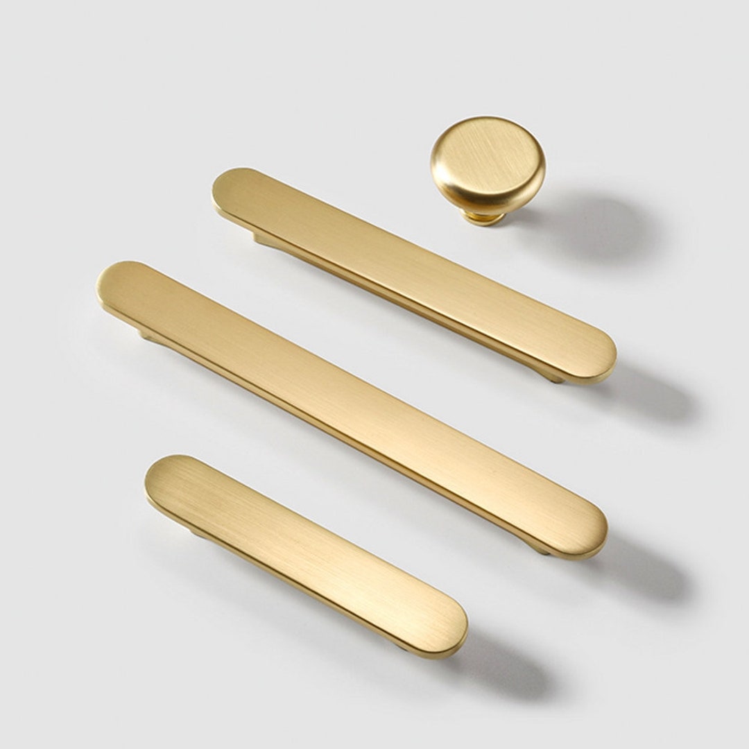 3.75" Brushed Gold Curved Flat Drawer Handles Pulls Cabinet Handles ...
