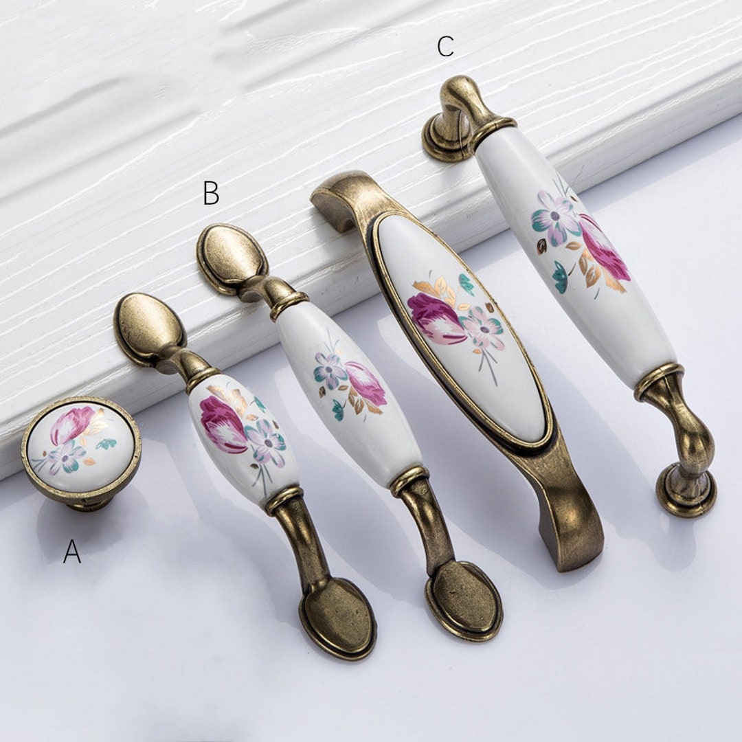 3.75" Ceramic Drawer Pull Handles Round Dresser Knobs Cabinet Pulls ...