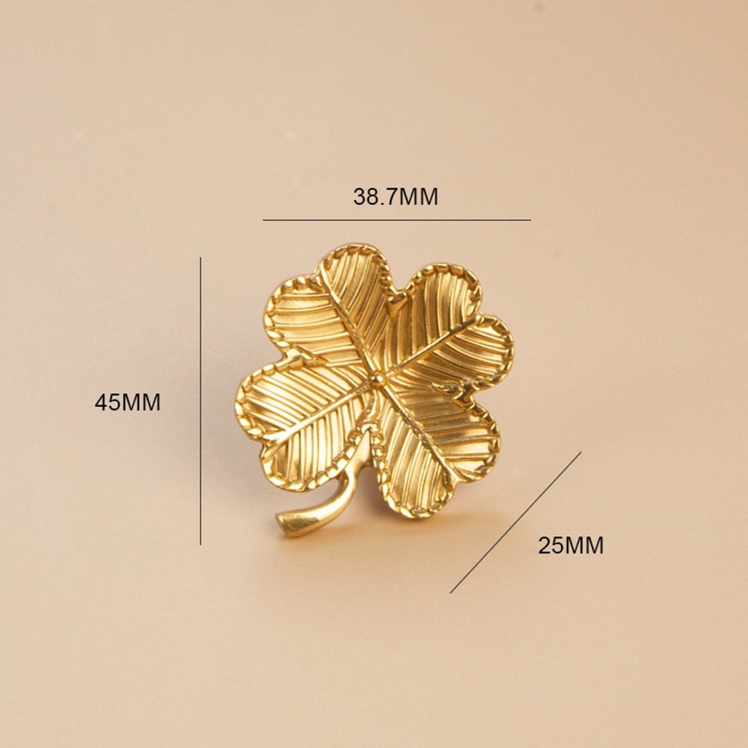 Brass Four Leaf Clover Knobs Gold Flower Dressers Knob Drawer Knob Pulls Cabinet Knobs Wardrobe ...
