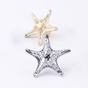 Bright Chrome Starfish Drawer Knob Pulls Dresser Knobs Cabinet Knobs Pull Wardrobe Pull Knobs ...