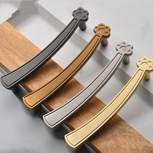 5" Brushed Gold Cute Cat Paw Drawer Handles Pulls Cabinet Handles Pulls ...