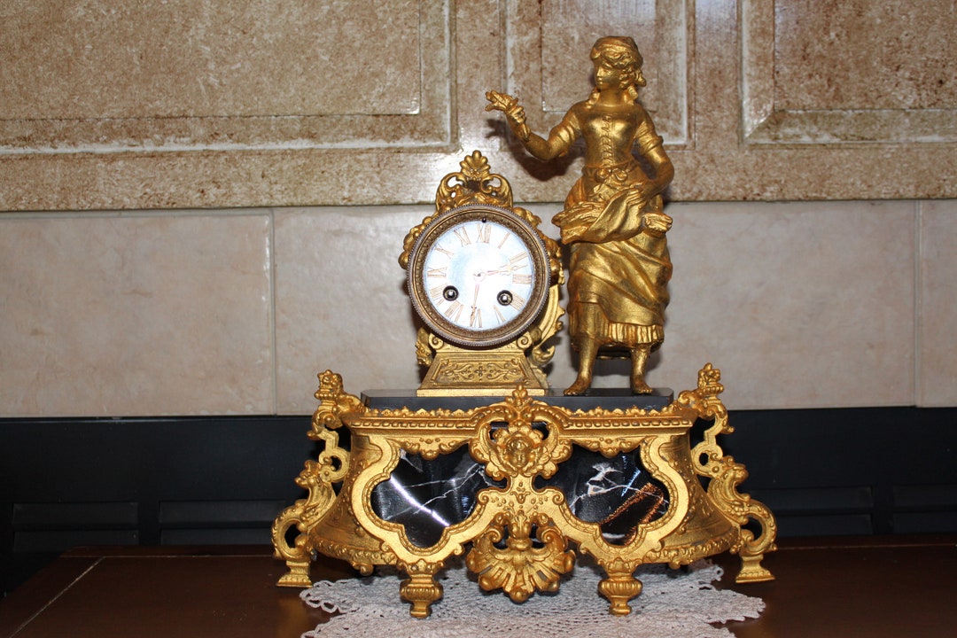 French Statue Mantel Clock - Etsy