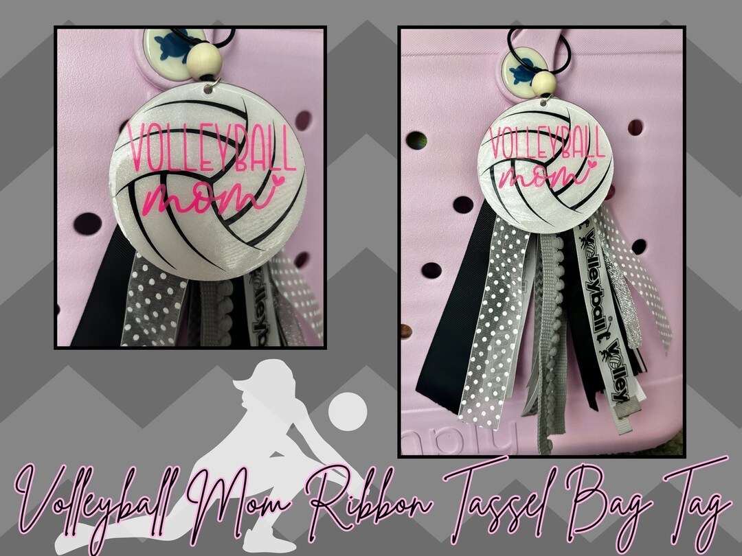 Volleyball Mom Ribbon Tassel Bag Tag, Sports Mom, Keychain, Charm - Etsy