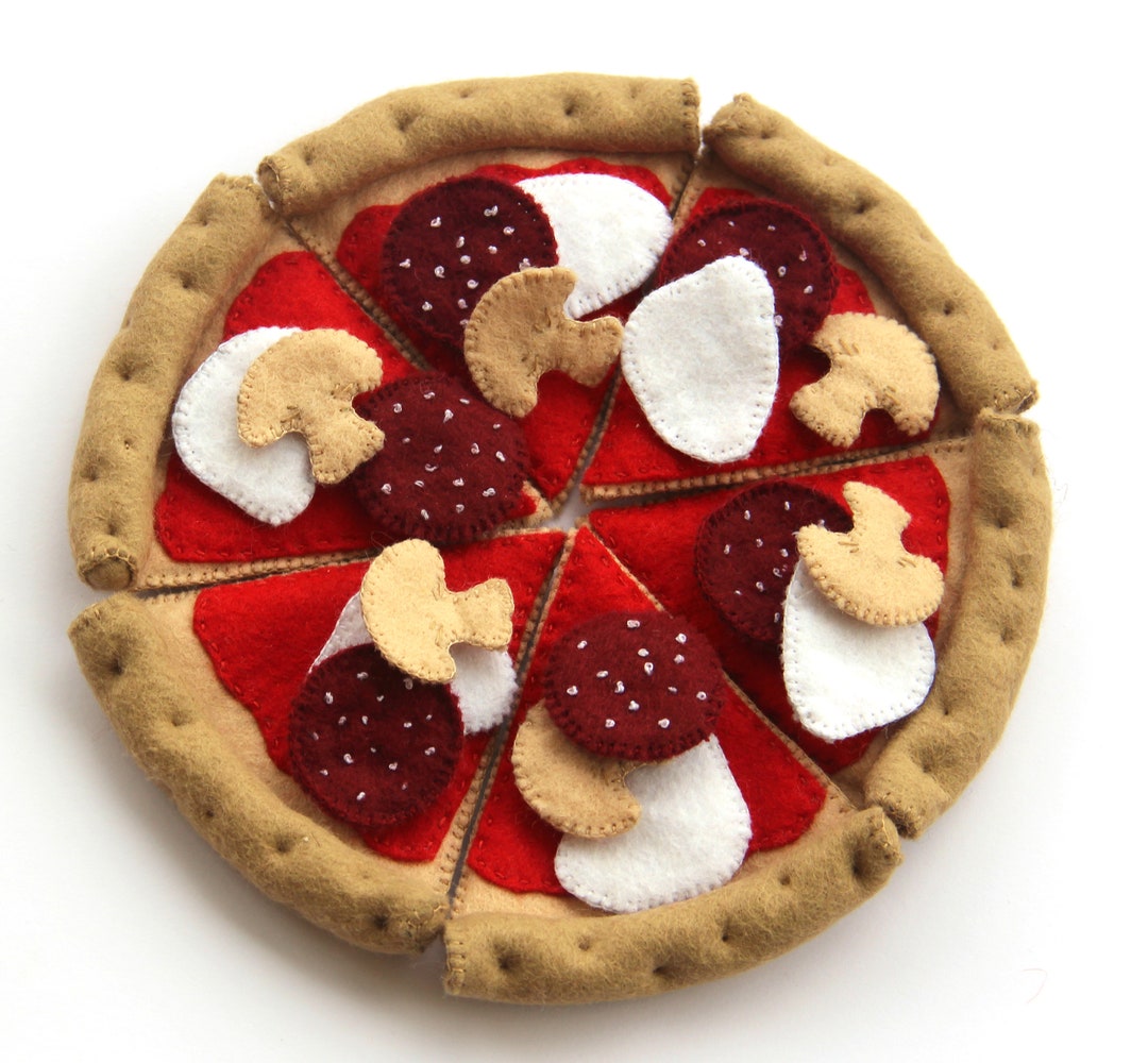 Felt Pizza 6 Pizza Slices Hand-sewn With Salami, Ham, Cheese and ...