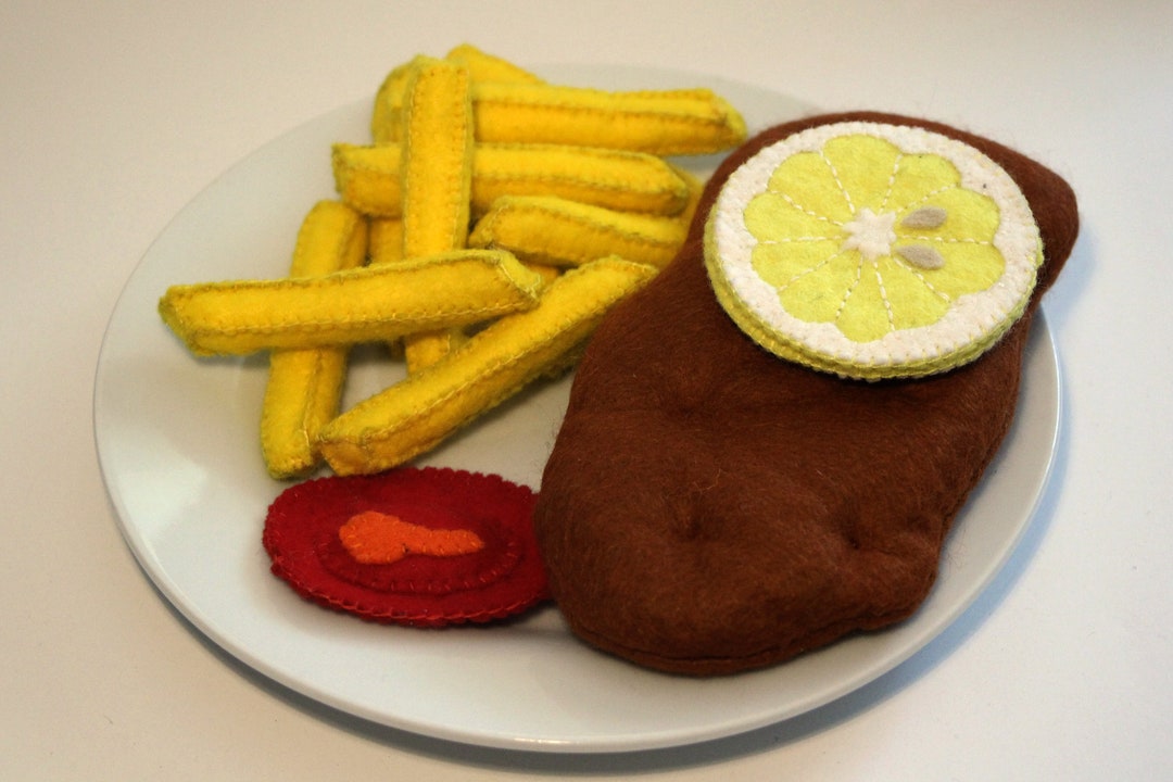 Felt Vienna Schnitzel With French Fries Hand-sewn, for Play Kids ...