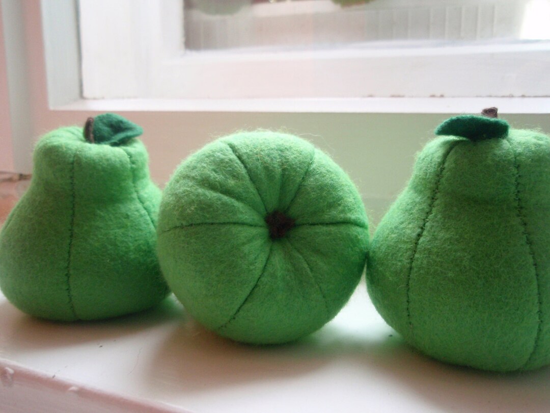 Peras de fieltro cosidas a mano para la cocina infantil, comida de ...