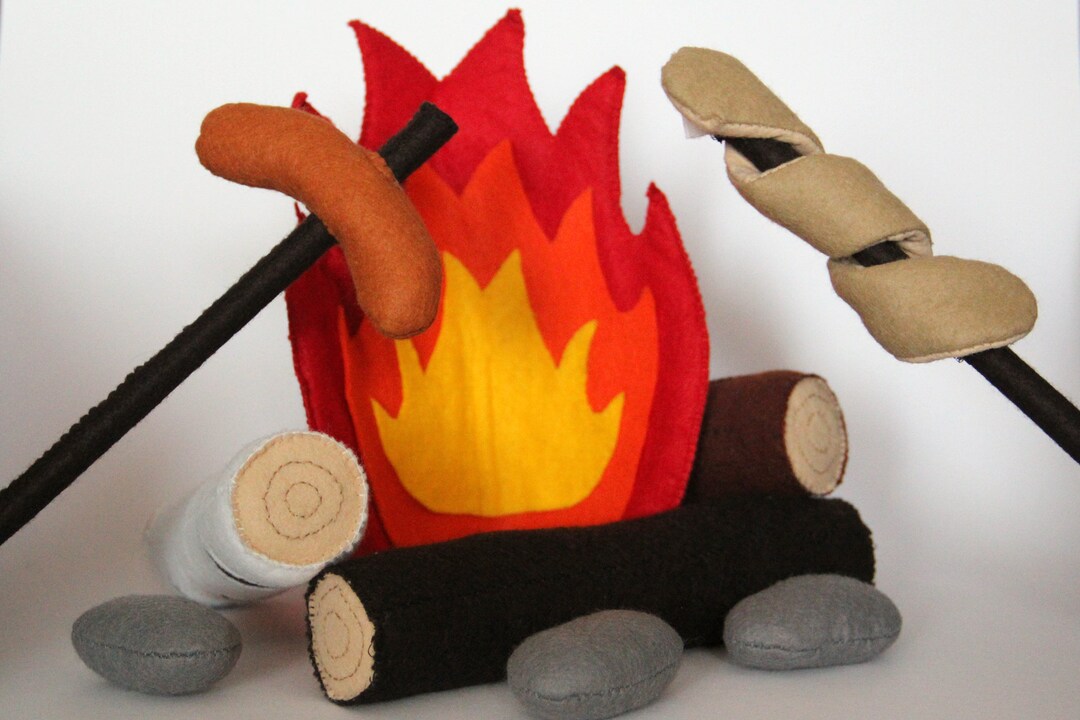 Felt Campfire Set With Stick Bread and Sausage to Skewer Hand-sewn ...