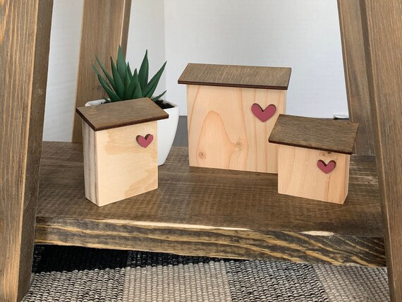 Mini Wood Houses Set of 3 - Etsy