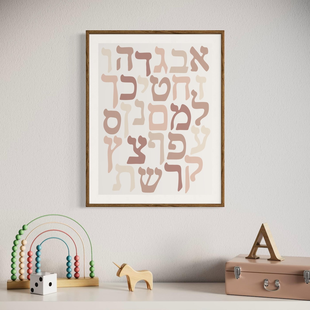 Blush Pink Modern Hebrew Alphabet Poster - Alef Bet Print for Girls ...