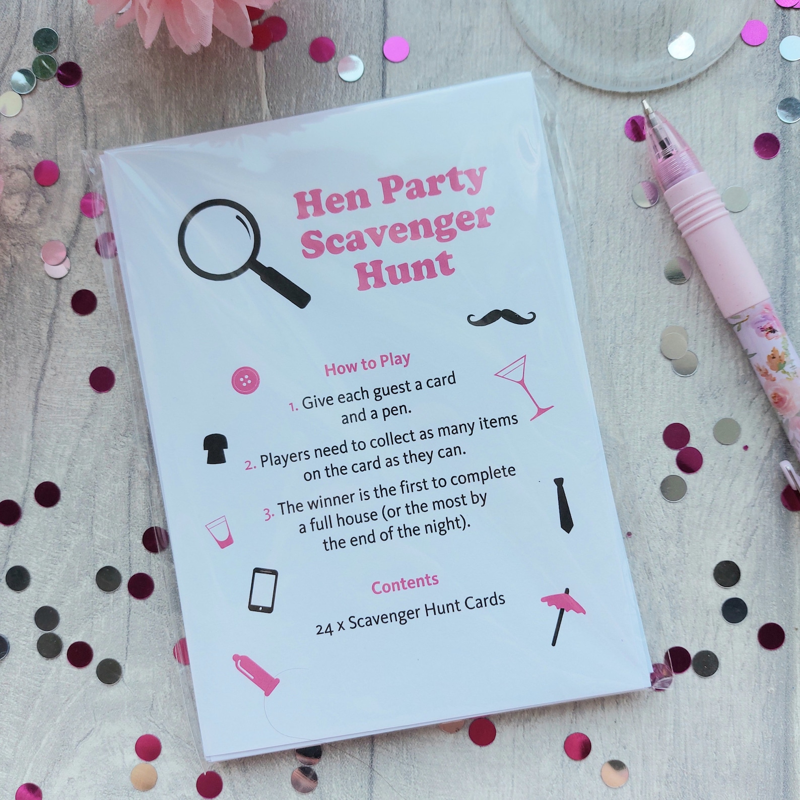 Hen Party Scavenger Hunt Game - Scavenger Hunt Bingo, Hen Night Games ...