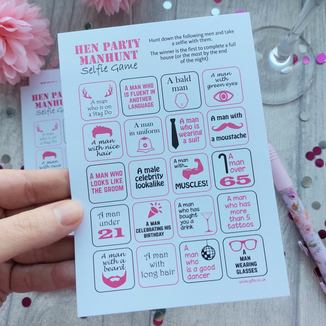 Hen Party Manhunt Selfie Game - Selfie Bingo Hen Party Games, Hen Night ...