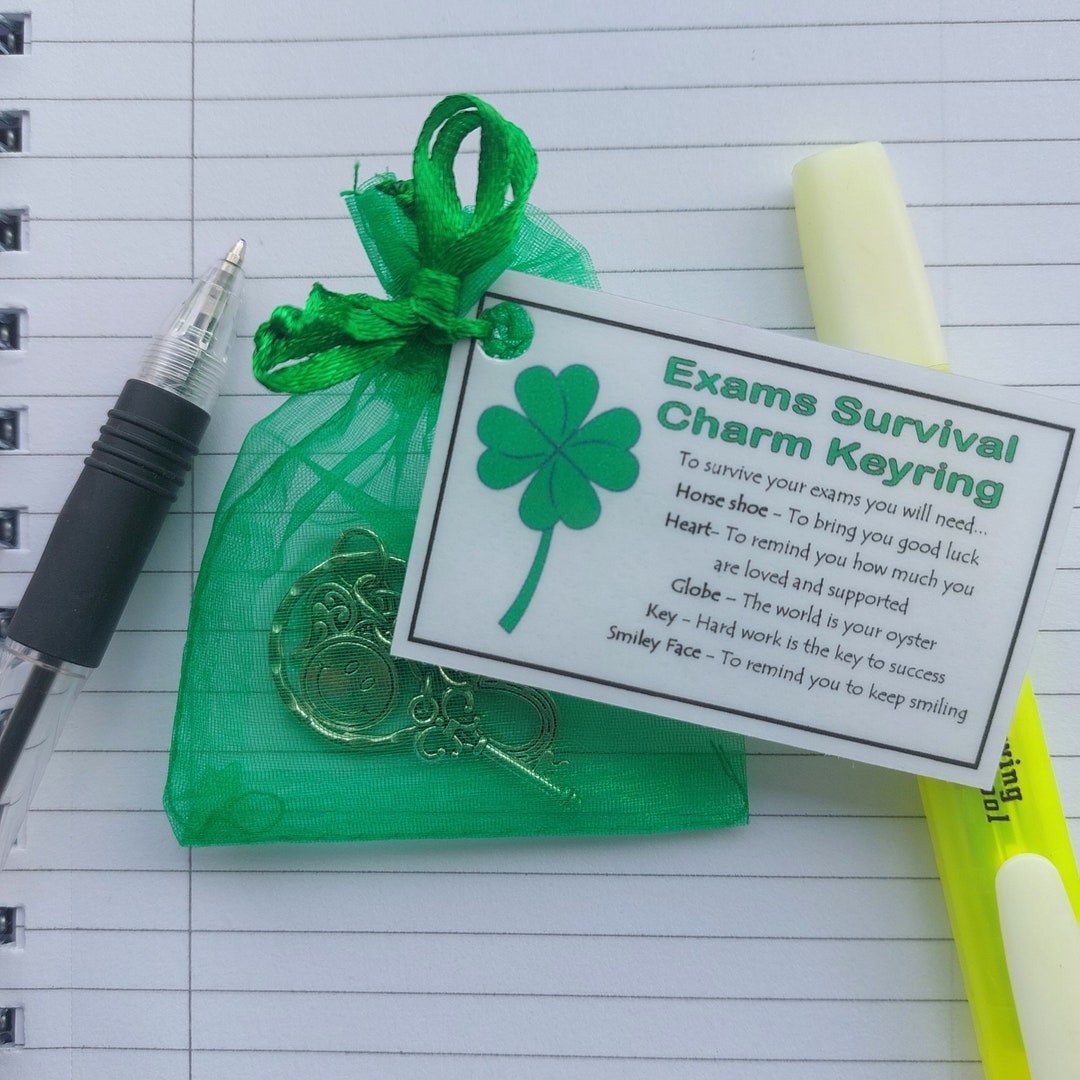 Exams Survival Charm Keyring - Handmade Good Luck Gift for Exams, Gcse ...