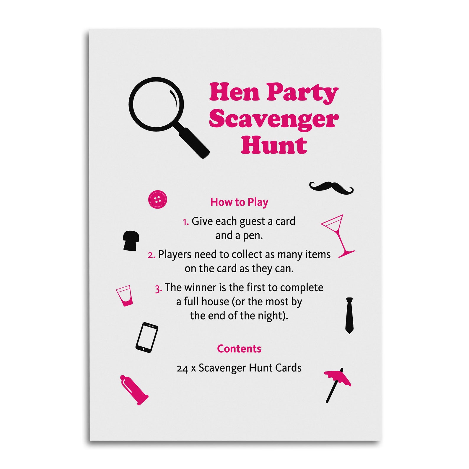 Hen Party Scavenger Hunt Game - Scavenger Hunt Bingo, Hen Night Games ...