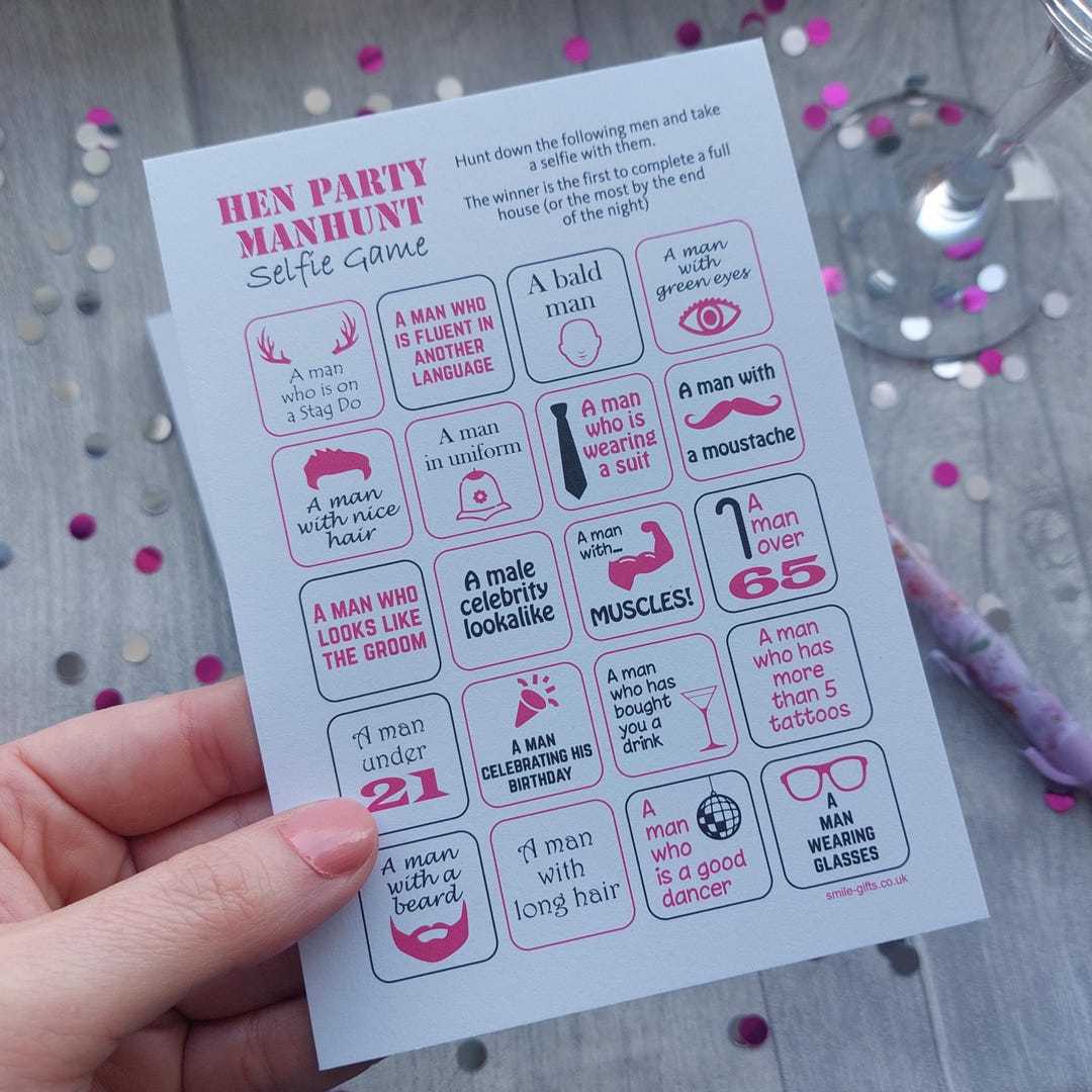 Hen Party Manhunt Selfie Game - Selfie Bingo Hen Party Games, Hen Night ...