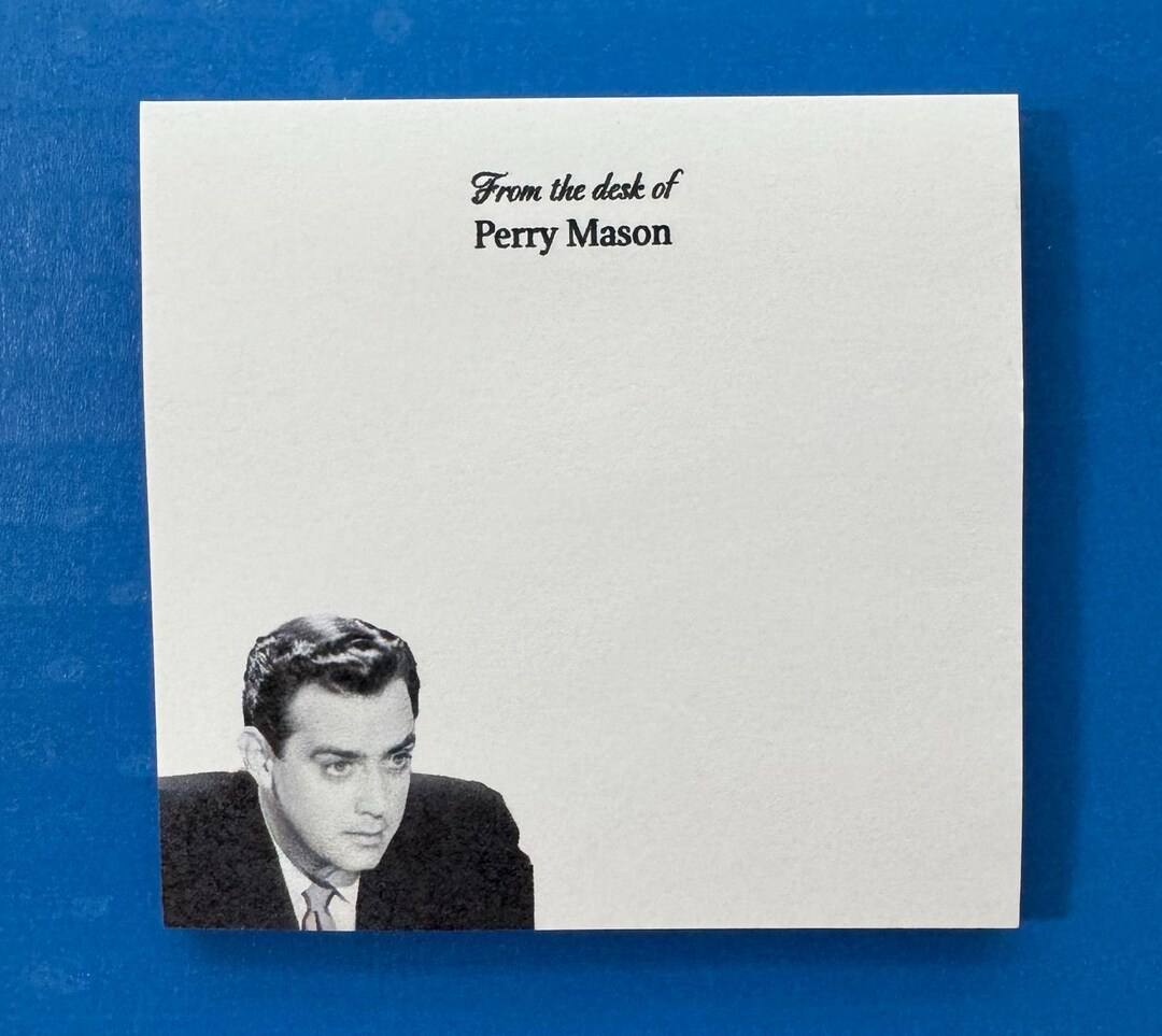 Perry Mason Post-it Notepad, Perry Mason, Raymond Burr, Perry Mason TV Show, Perry Mason Fan ...