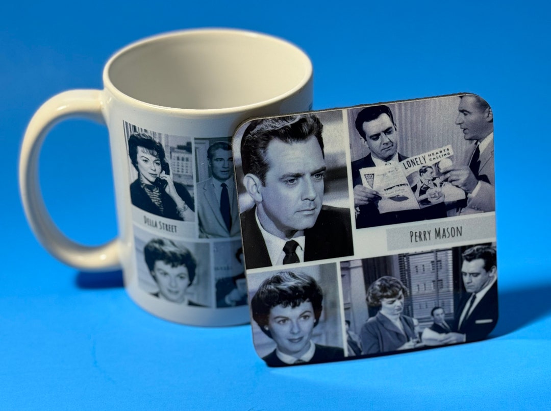 Perry Mason Mug & Coaster Set Della Street Paul Drake Perry - Etsy