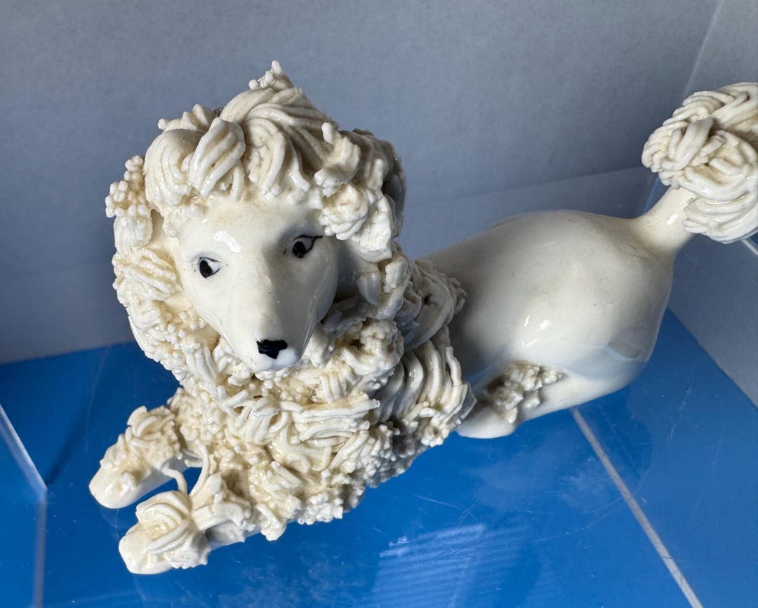 Vintage Poodle Figurine, Spaghetti Poodle Dog Statue, Mid-century Lying ...