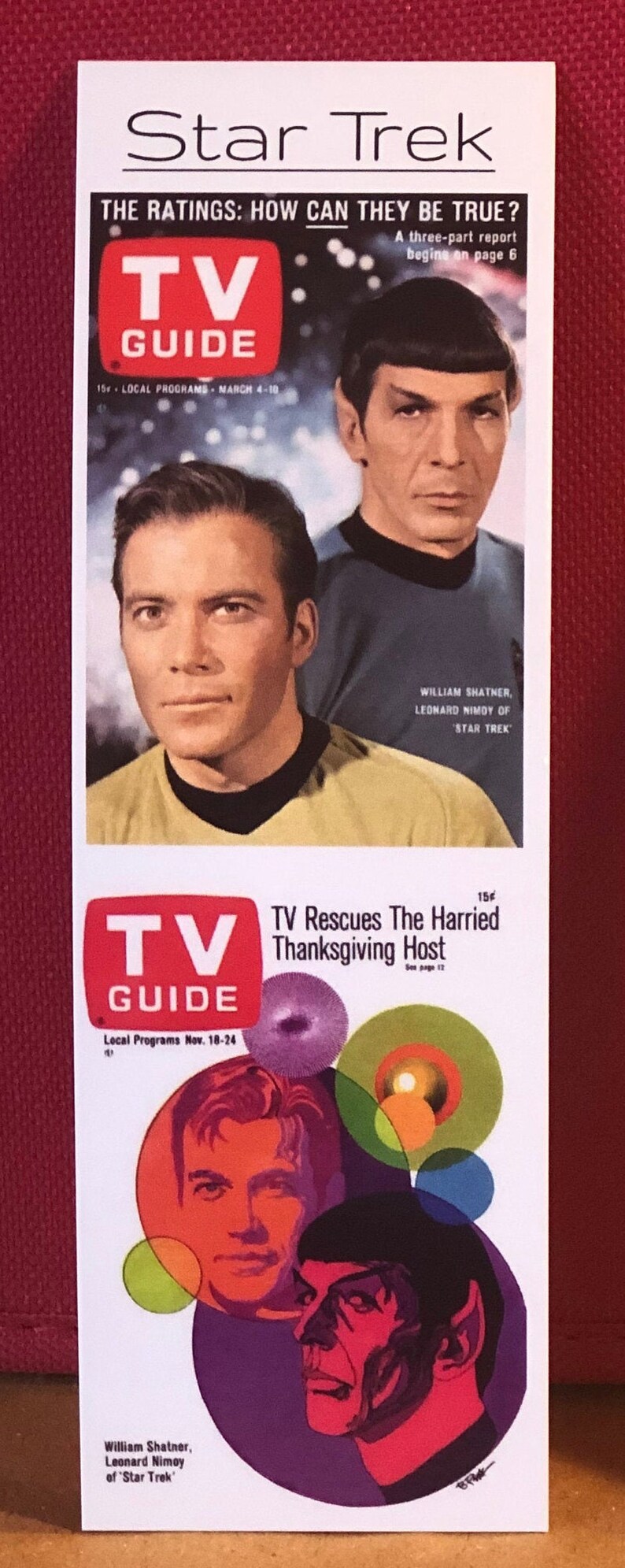 Star Trek TV Guide Bookmark Set: Kirk & Spock Gift - Etsy