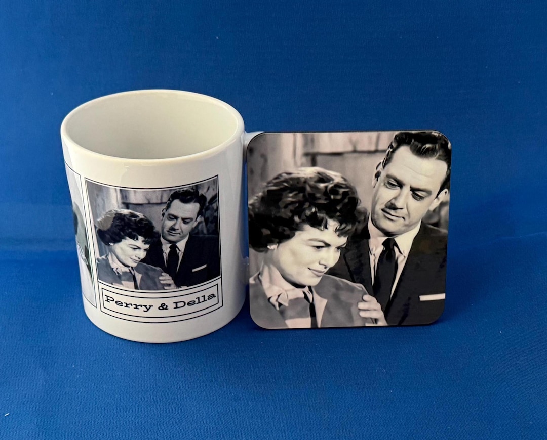 Perry Mason Mug and Coaster Set, Raymond Burr, Barbara Hale, Perry and ...