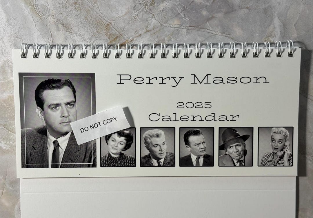 Perry Mason Desk Calendar, 2025 Desk Calendar, Raymond Burr, Barbara ...