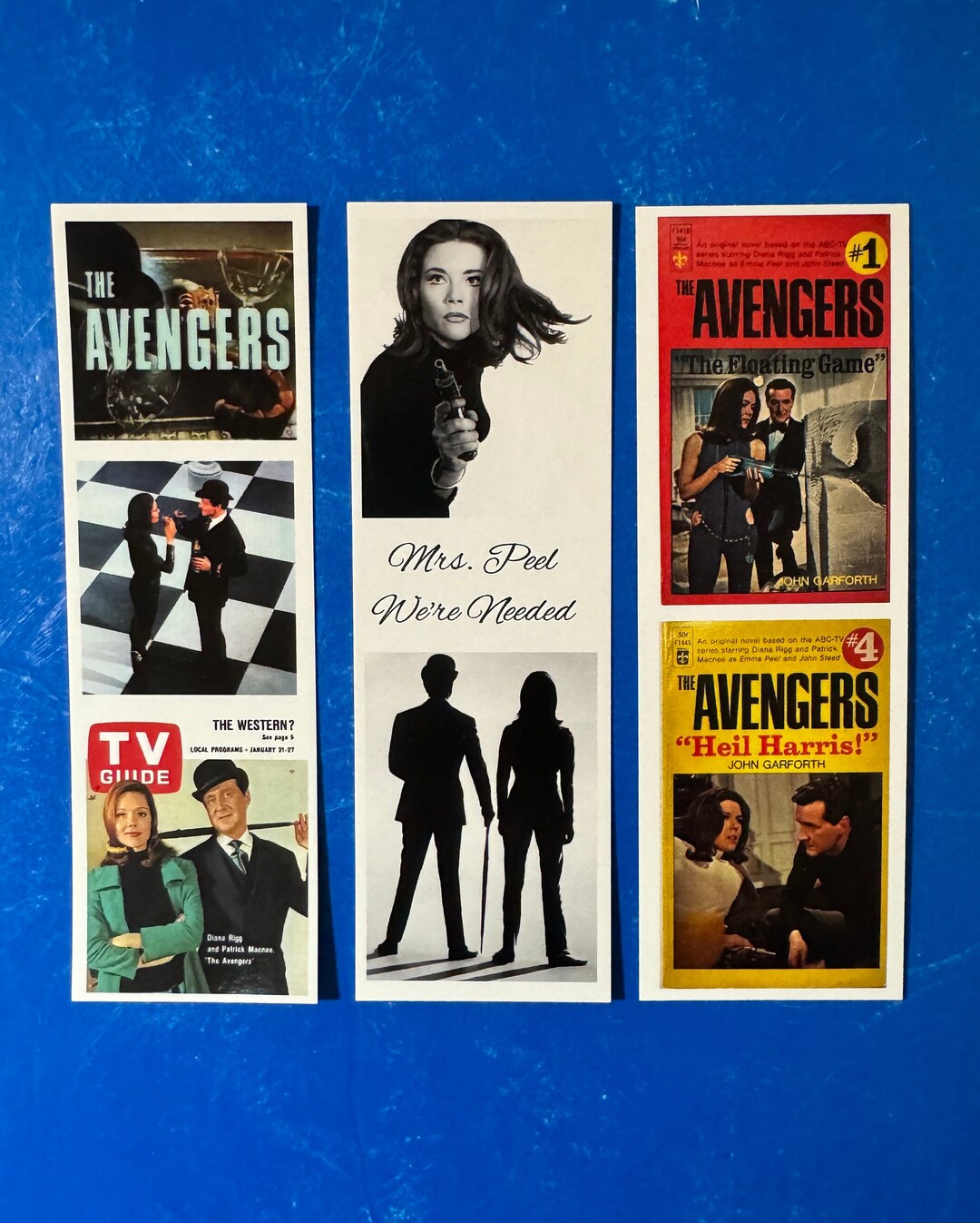Avengers Bookmarks, Brit TV, Steed and Mrs. Peel, Diana Rigg, Patrick ...