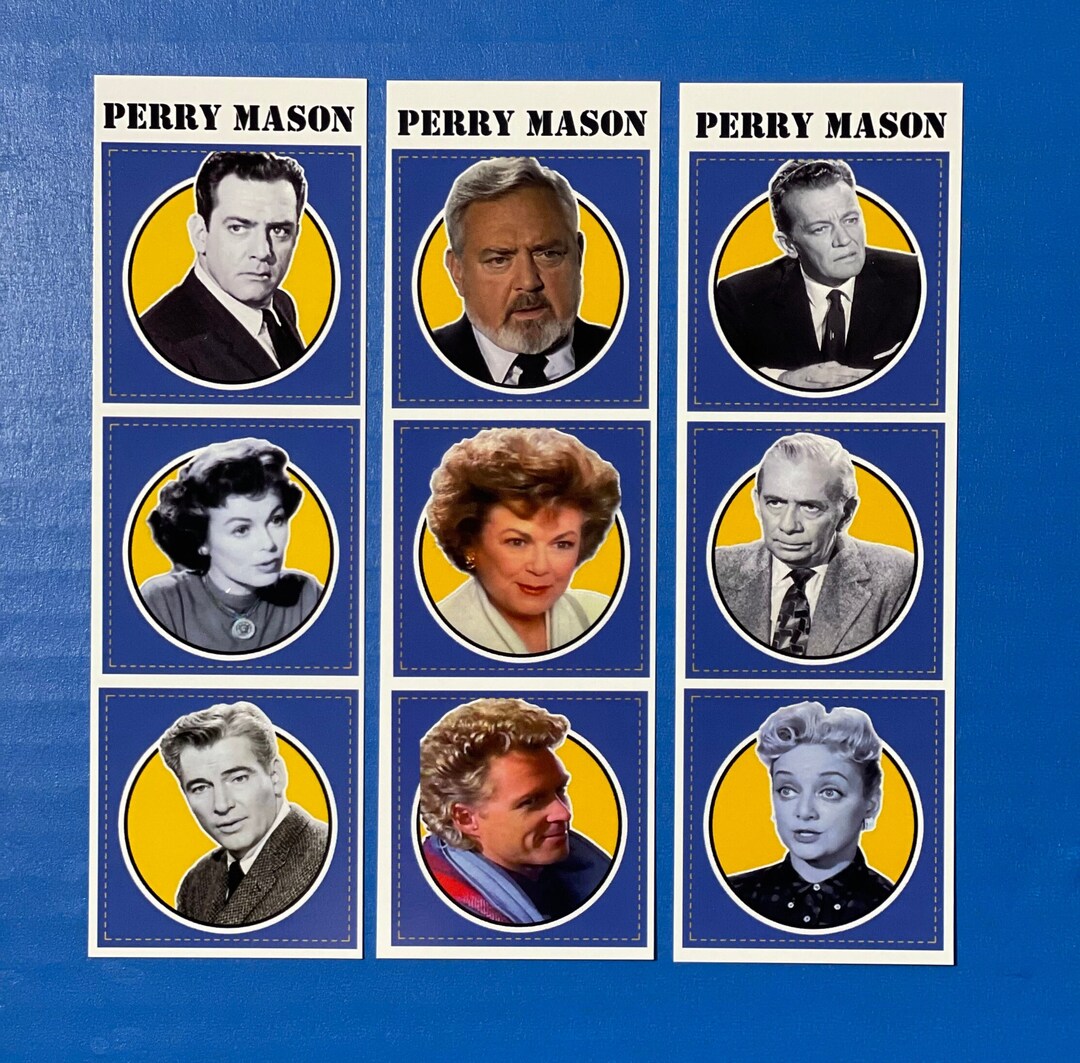 Perry Mason Bookmark Set, Raymond Burr, Barbara Hale, Perry Mason Cast ...