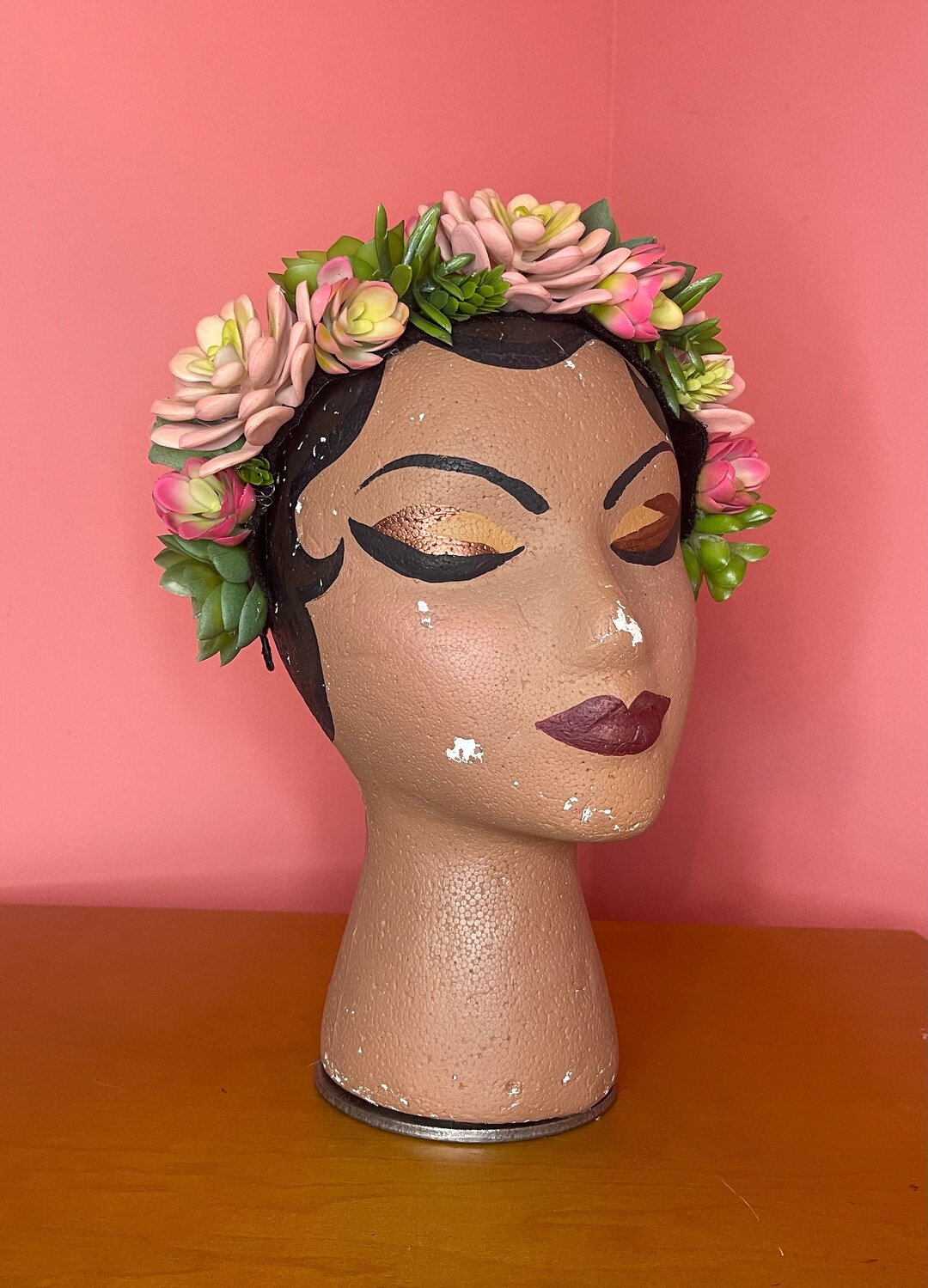 Fresh Fancy Handmade Succulent Flower Crown Headband in Pink - Etsy