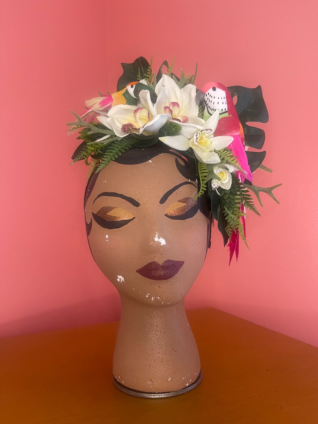 Awesome Aviary Bird Bliss Tropical Headpiece With Two Birds and White ...