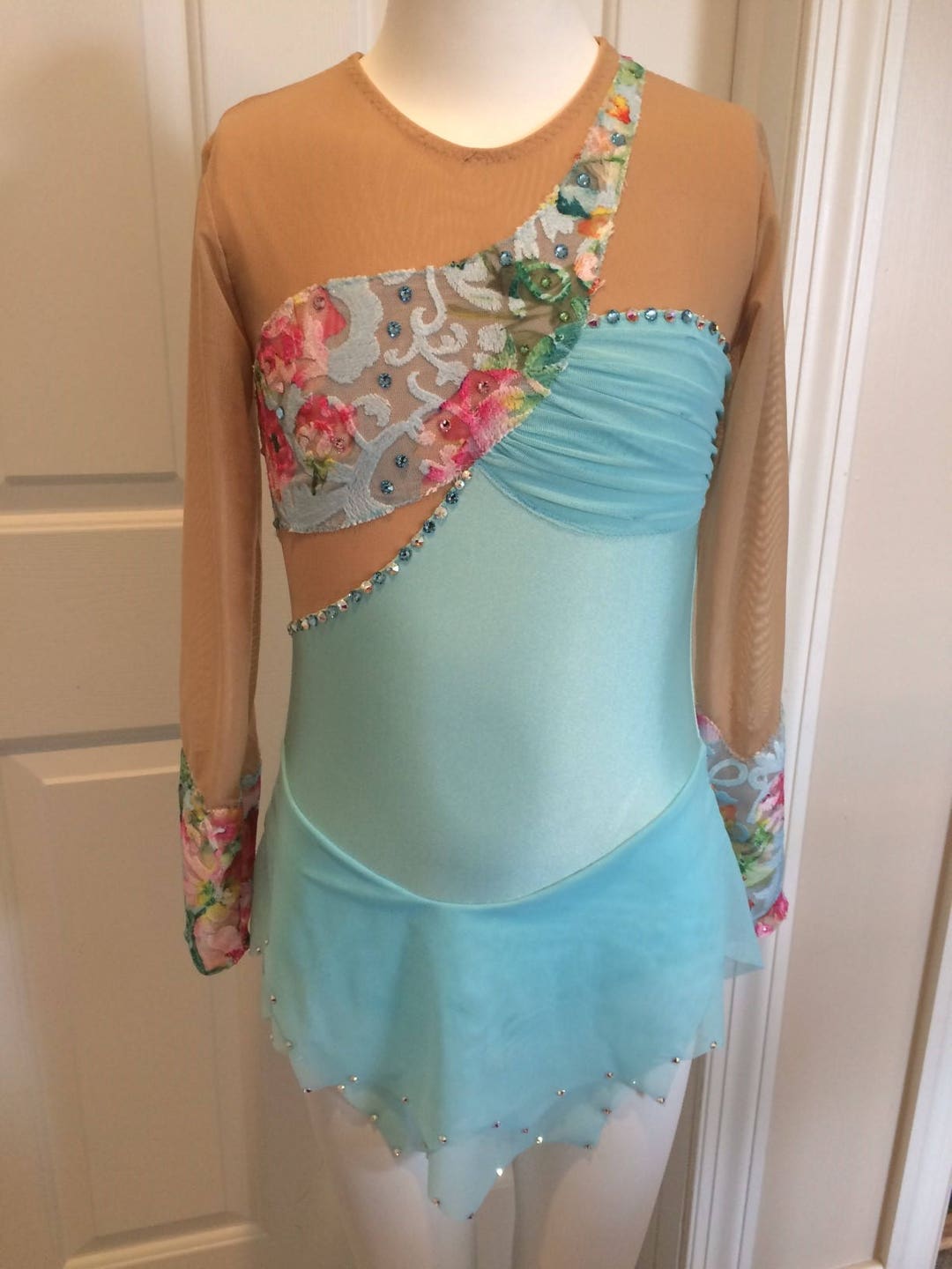 Figure Skating Competition Dress "blue on Blue" - Girls Size 12 - Etsy