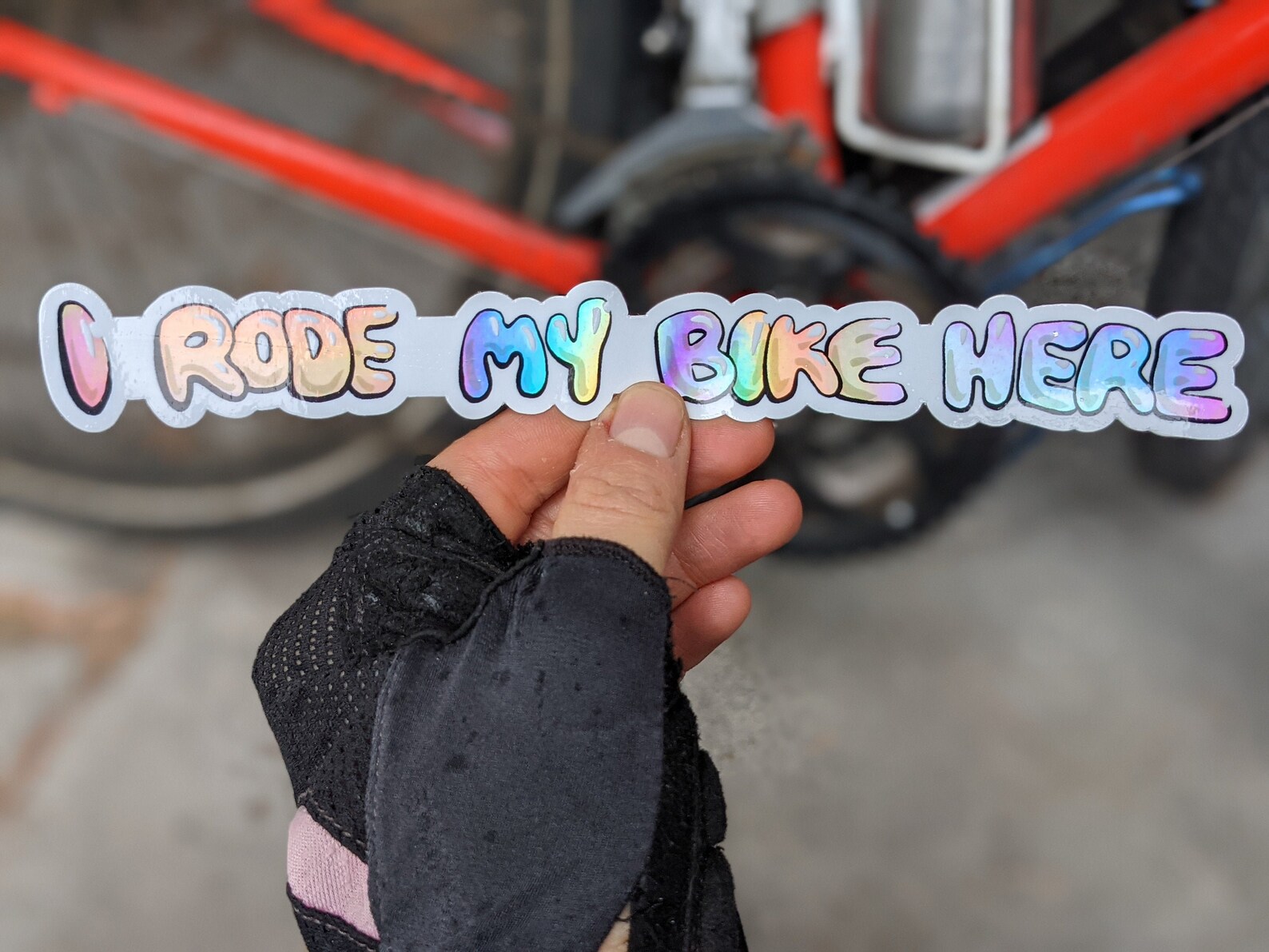 I Rode My Bike Here Holo Bike Sticker Holographic Vinyl - Etsy