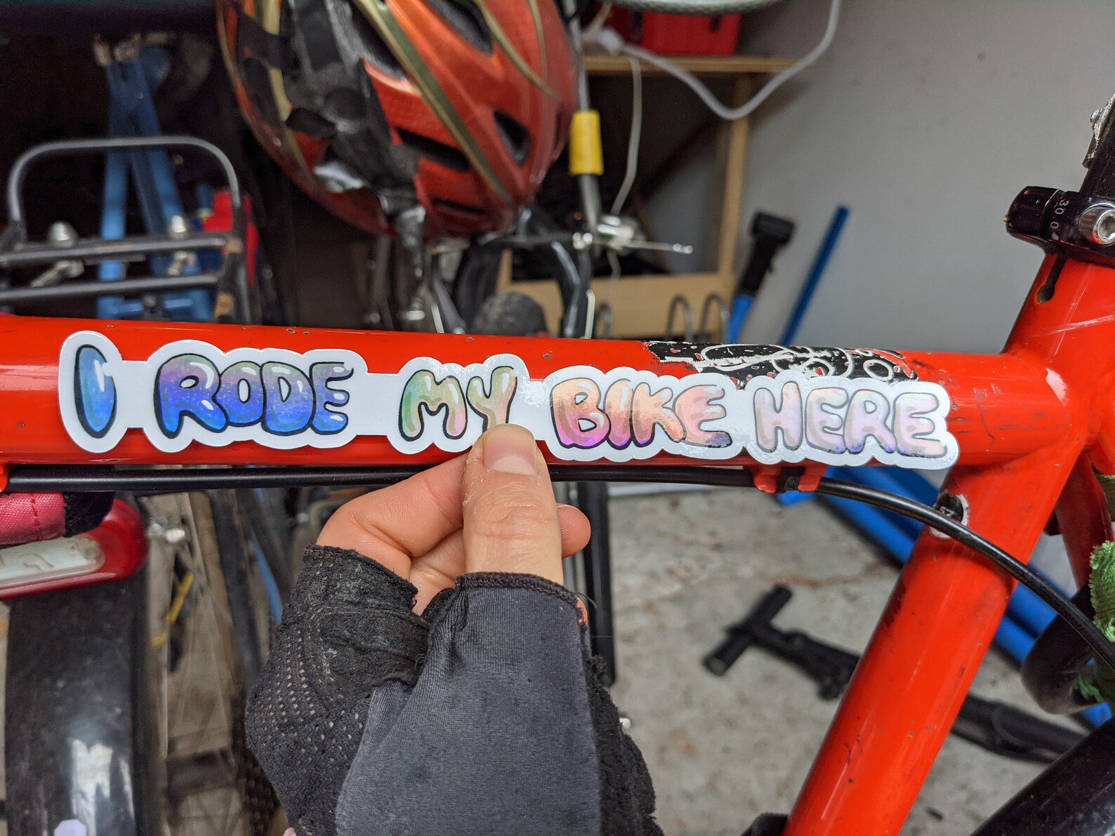 I Rode My Bike Here Holo Bike Sticker Holographic Vinyl - Etsy