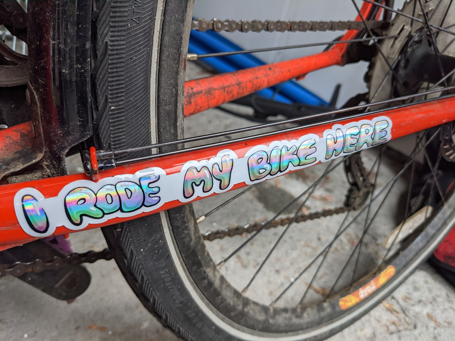 I Rode My Bike Here Holo Bike Sticker Holographic Vinyl - Etsy