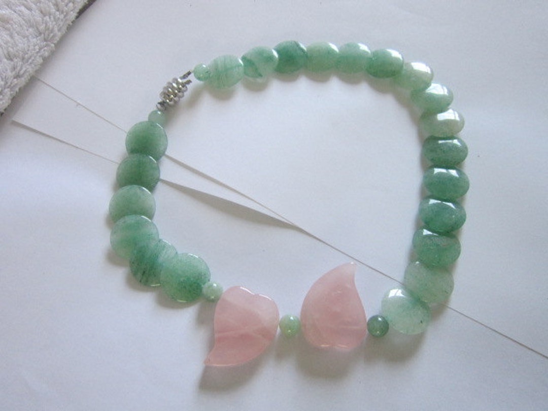 Wonderful Bailey Banks & Biddle Jade and Rose Quartz Statement Necklace ...