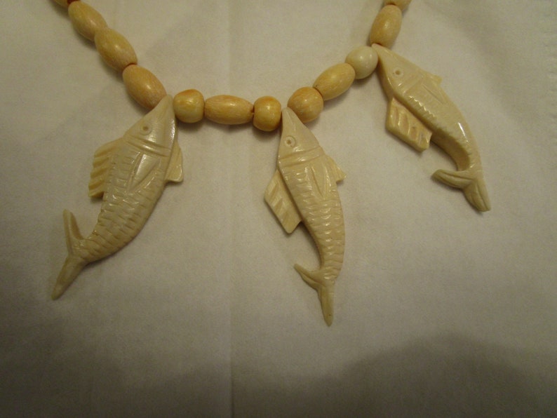 Vintage Native American Carved Bone Fetish Fish Necklace - Etsy