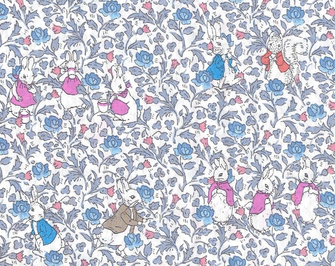 Liberty X Peter Rabbit | Tana Lawn | Rose and Thistle Rabbit | Blue - Etsy