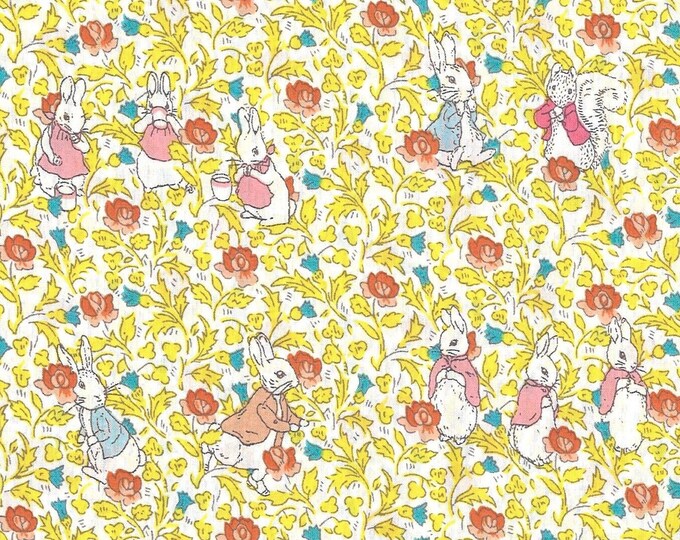 Liberty X Peter Rabbit | Tana Lawn | Rose and Thistle Rabbit | Yellow ...