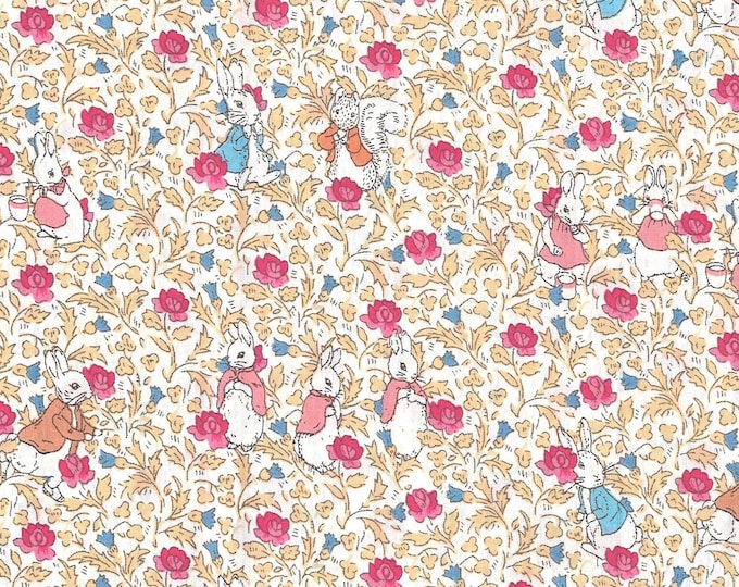 Liberty X Peter Rabbit | Tana Lawn | Rose and Thistle Rabbit | Beige - Etsy