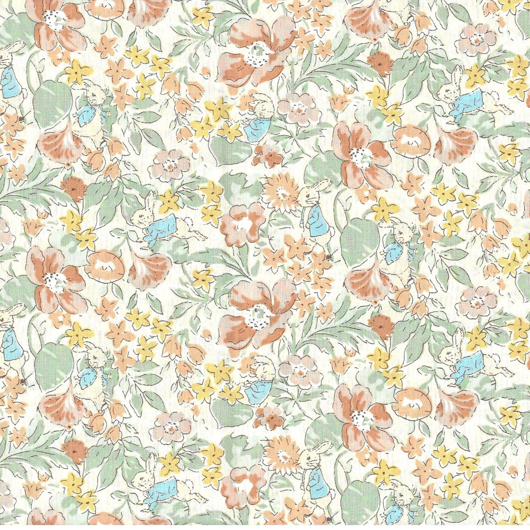 Liberty X Peter Rabbit | Tana Lawn | Poppy & Honesty Rabbit | Beige - Etsy