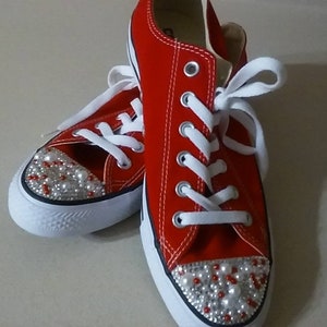 Bling Red Converse Sneakers - Etsy