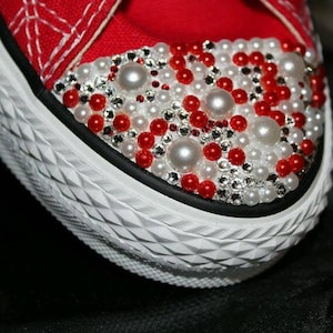 Bling Red Converse Sneakers - Etsy