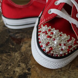 Bling Red Converse Sneakers - Etsy