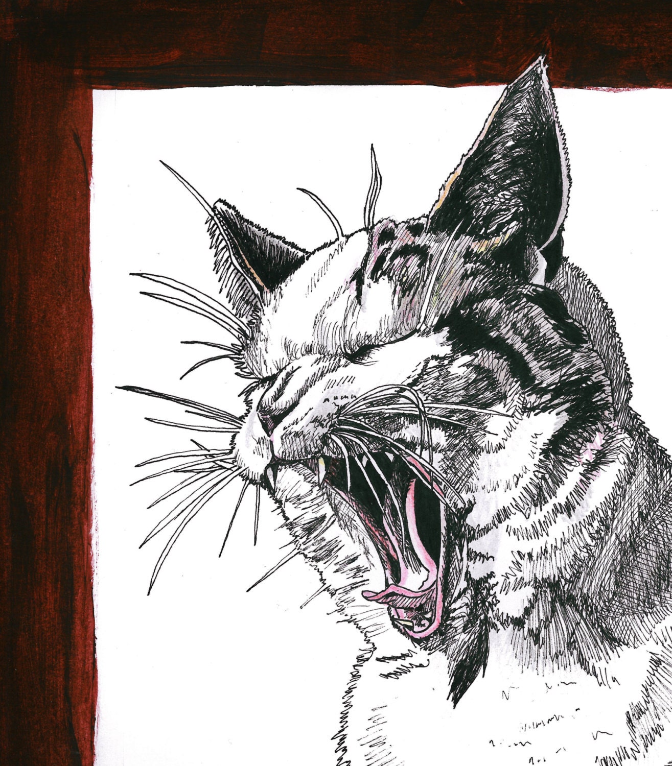 Fine Art A4 Fine-liner Pen Line-art and Acrylic "morning Exercise ...