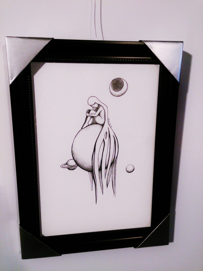 Fine Art A4 Graphite Pencil Drawing miss Planet PRINT of Original ...